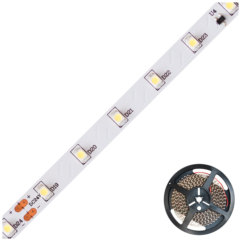 LED-Strip - IP20 - 24V/DC - 7,2W/m - 640lm/m - 60LED/m 5m-Rolle - 3000K ...