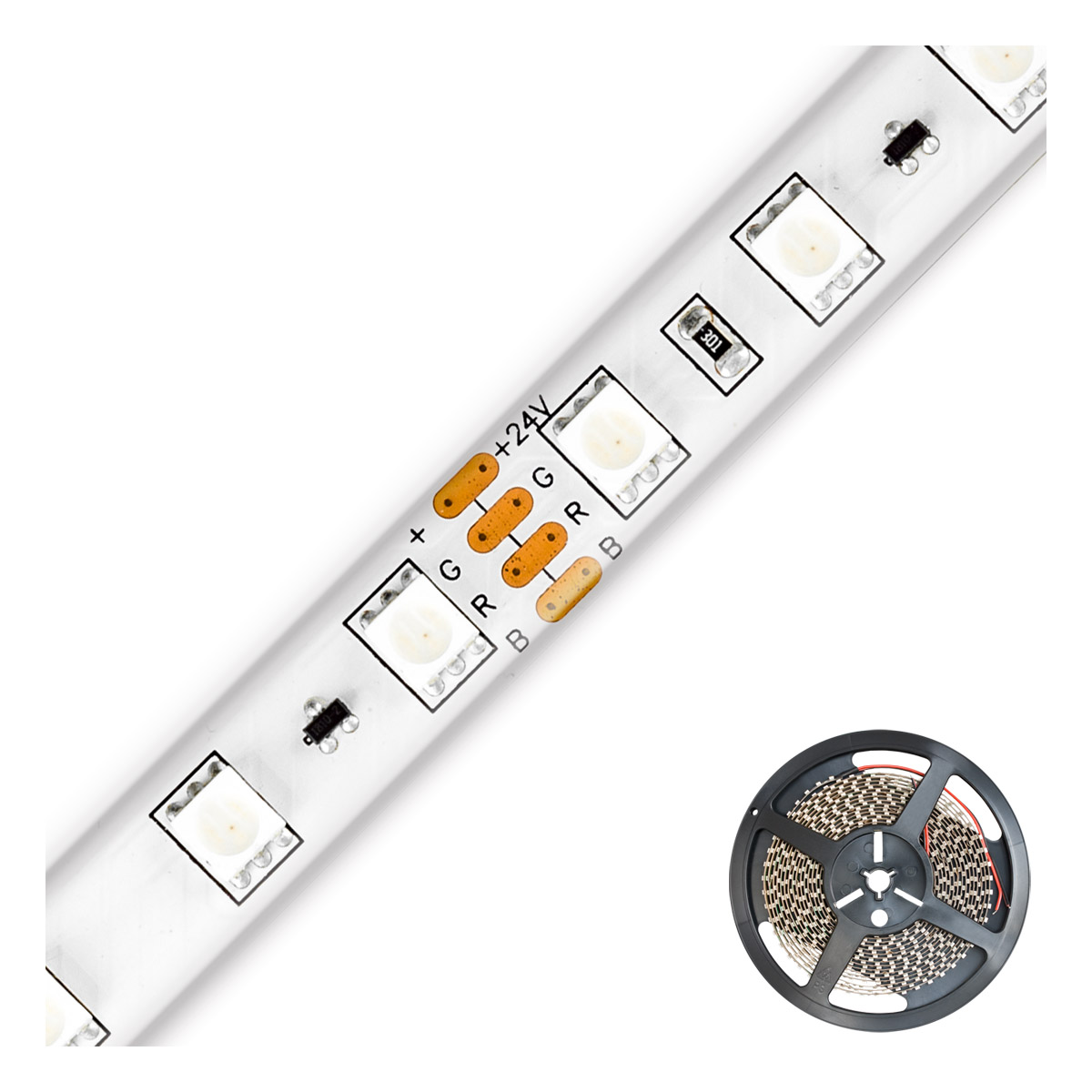 LED-Strip - IP67 - 24V/DC - 13W/m - max. 410lm/m 60LED/m - 5m-Rolle - RGB