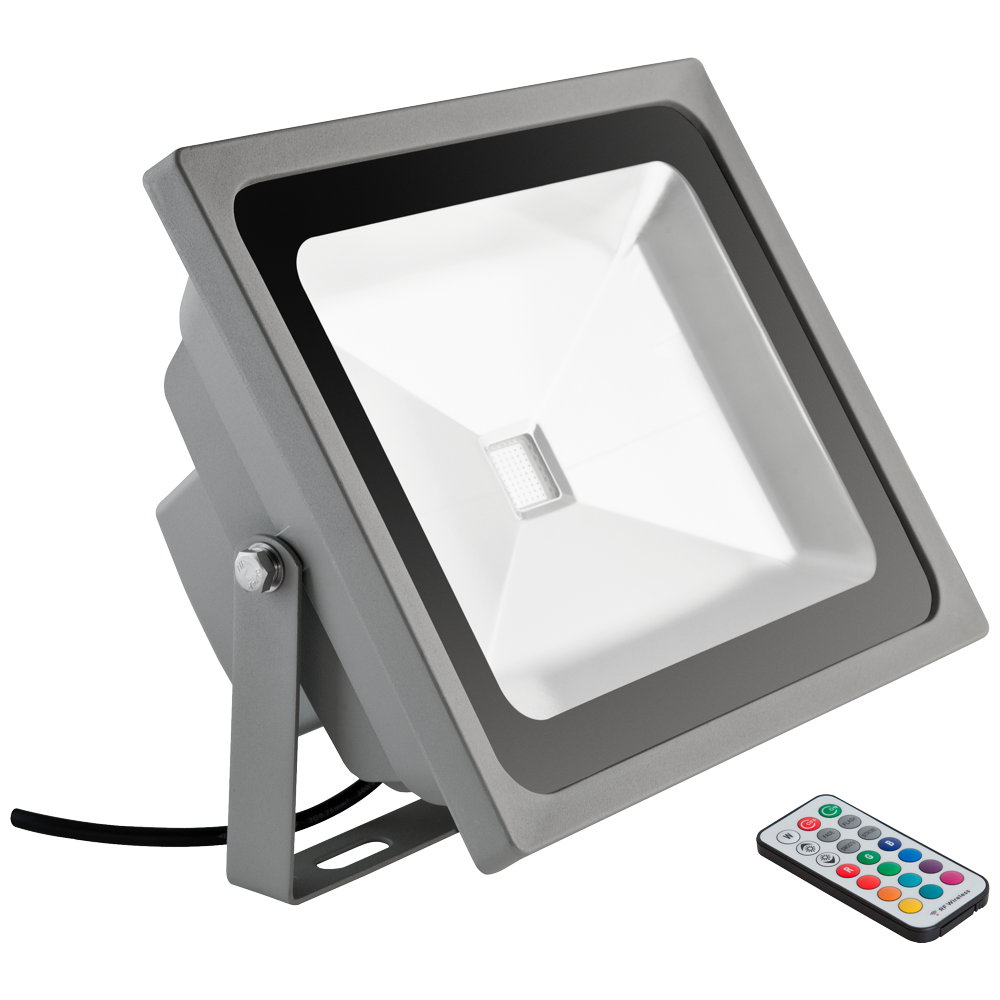 LED Fluter - grau - IP65 - 50W - RGB 100-240V - 0,5 Zuleitung mit ...