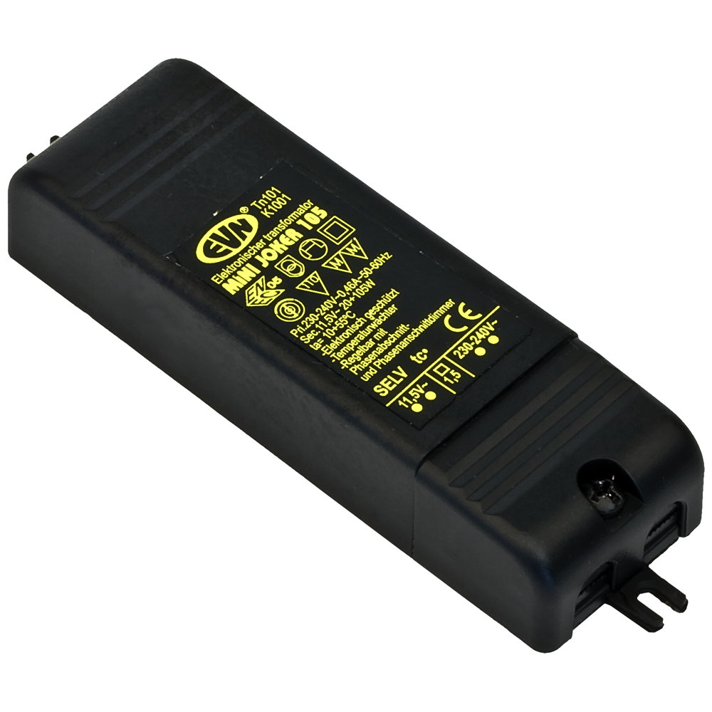 Elektr. Trafo 12V/AC - 20-105W - IP20 - Primär: 230-240V/AC Phasenan ...