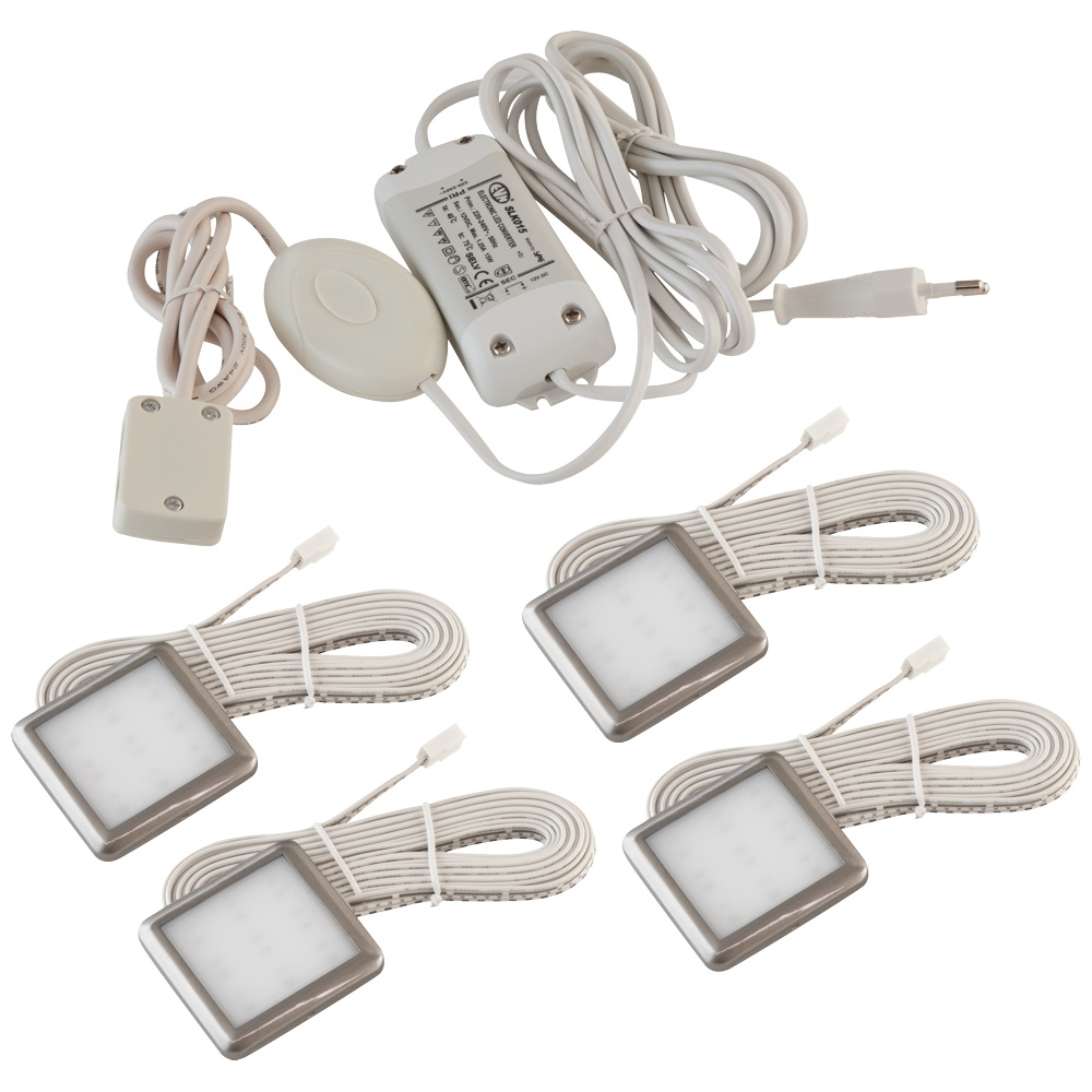 LED Anbauleuchte - quad. - EDS-Optik - IP20 - RGB - 48lm 4er-Set inkl ...