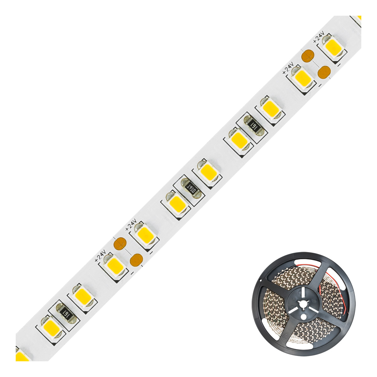LED-Strip - IP20 - 24V/DC - 9,6W/m - 821lm/m - 120LED/m 5m-Rolle - 3000K