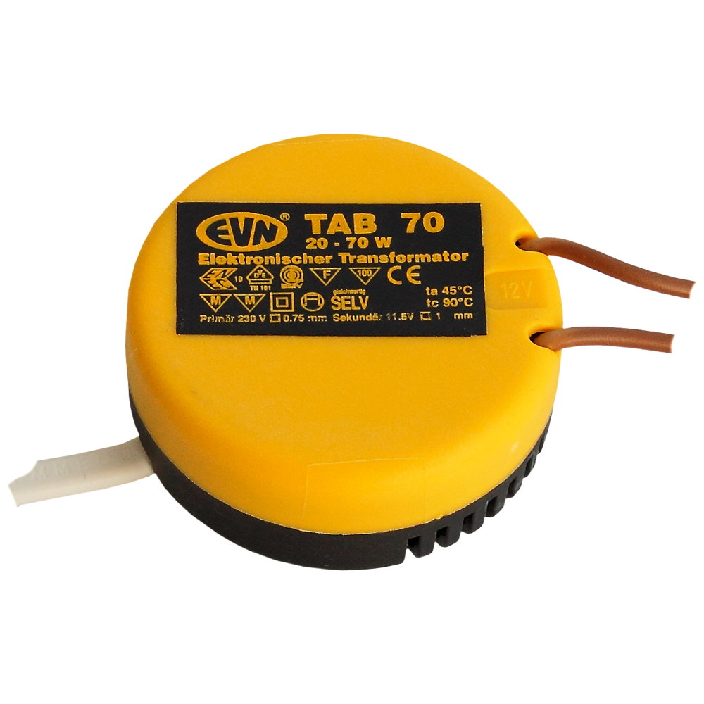 Elektr. Trafo 12V/AC - 20-70W - IP20 - Primär: 230V/AC Phasenan ...