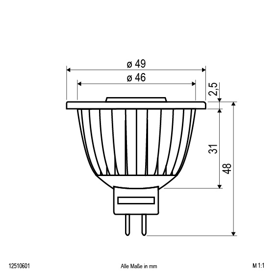 LED Leuchtmittel - GU5,3 - 12-24V/DC P-LED - 6W - 5500K - 330lm - 45 ...