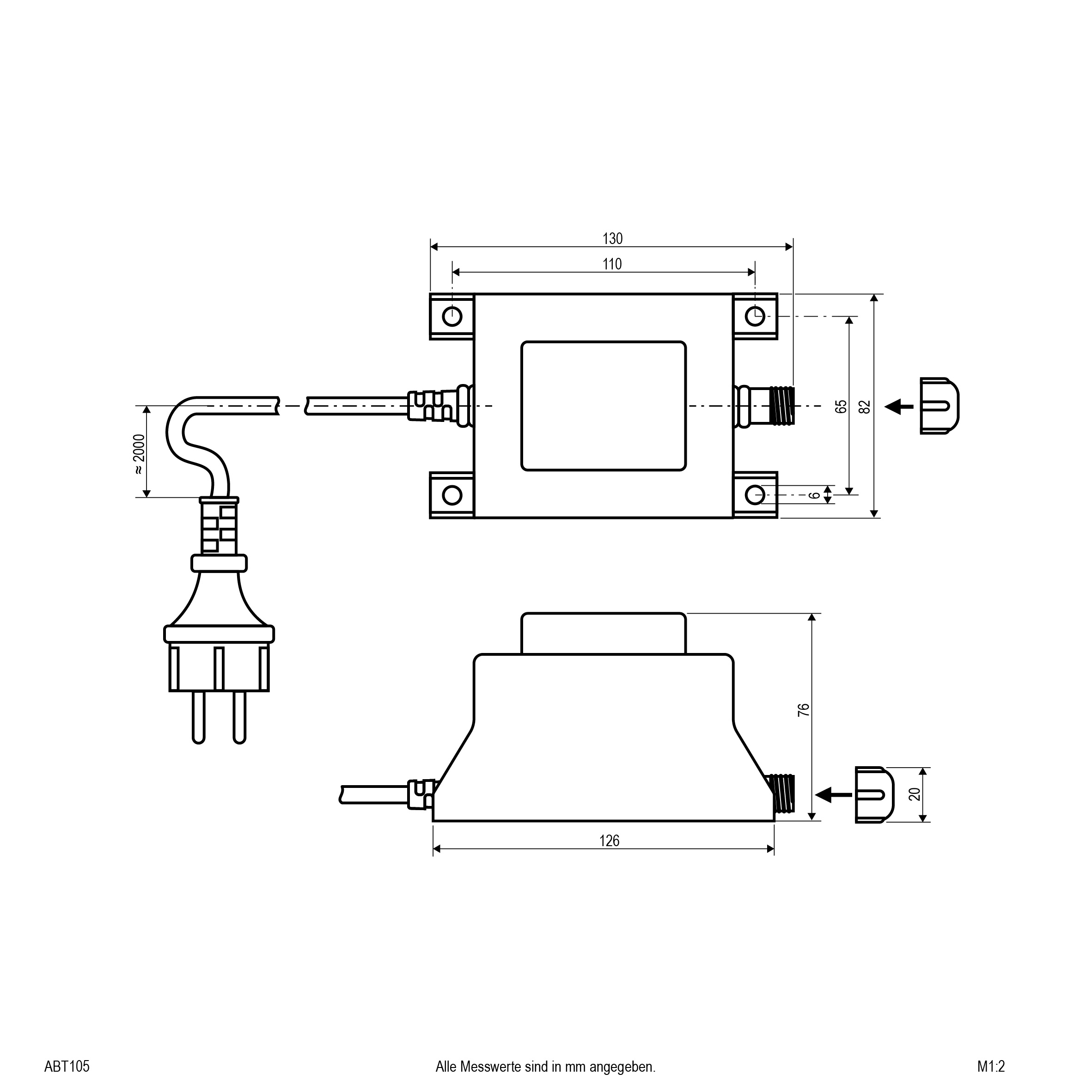 Trafo 12V/AC - 53-105W - IP44 - Primär: 230-240V/AC Sekundär: Buchse ...
