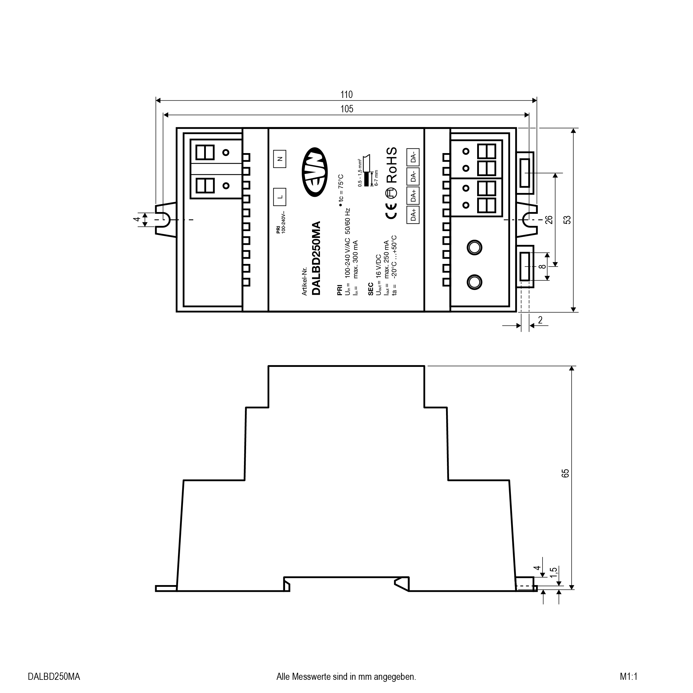 DALI-Basisstation - 100-240V/AC - 250mA - IP20