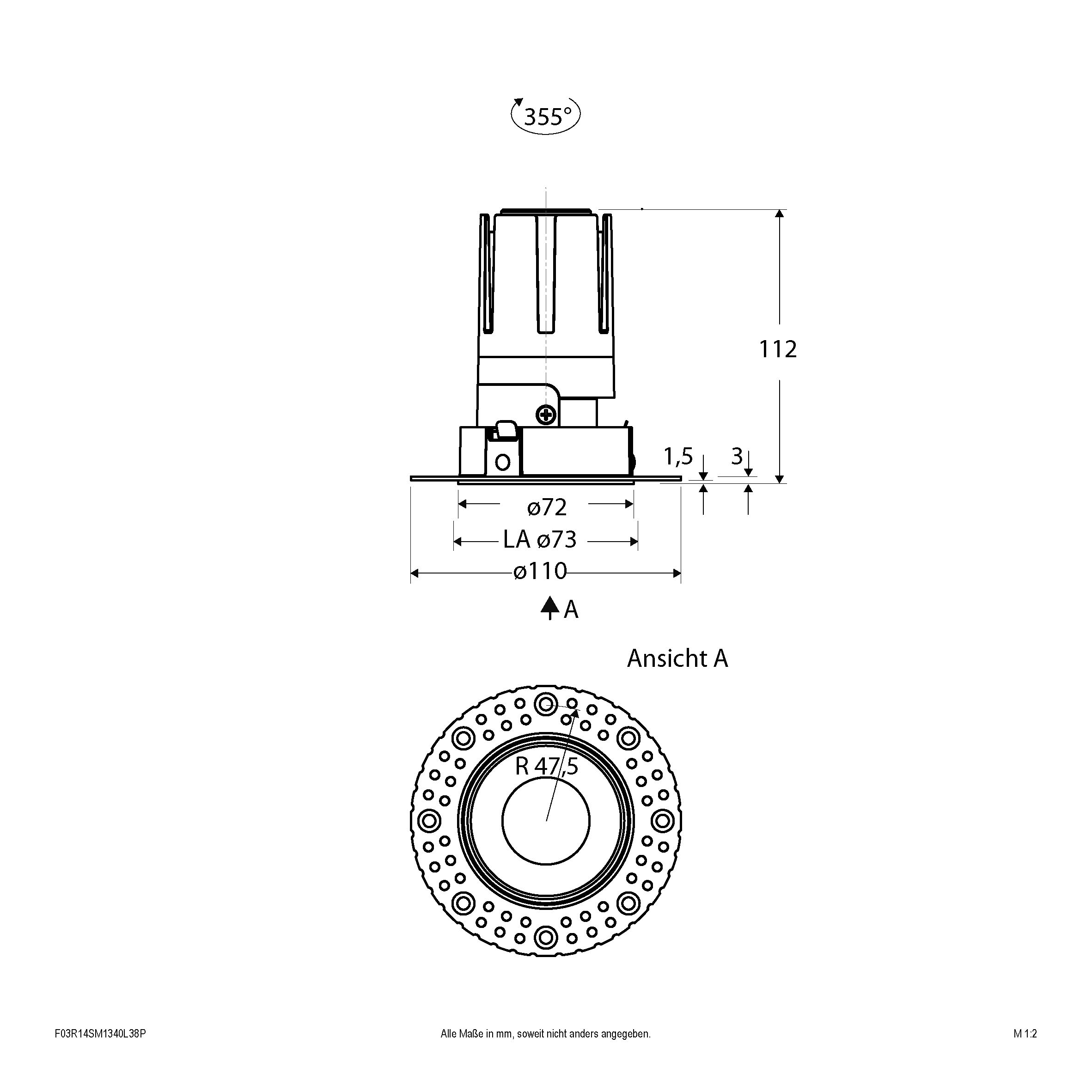 LED Deckeneinbau - rund - drehbar - weiß - IP20 220-240V/AC - 13W ...