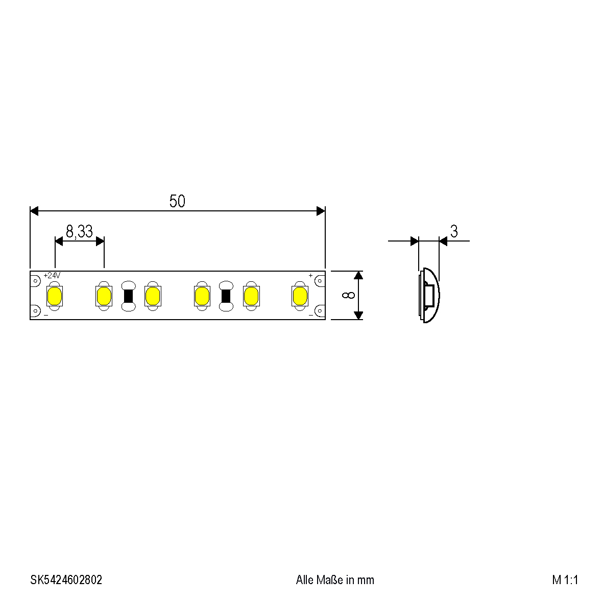 LED-Strip - IP54 - 24V/DC - 9,6W/m - 887lm/m - 120LED/m 3000K ...