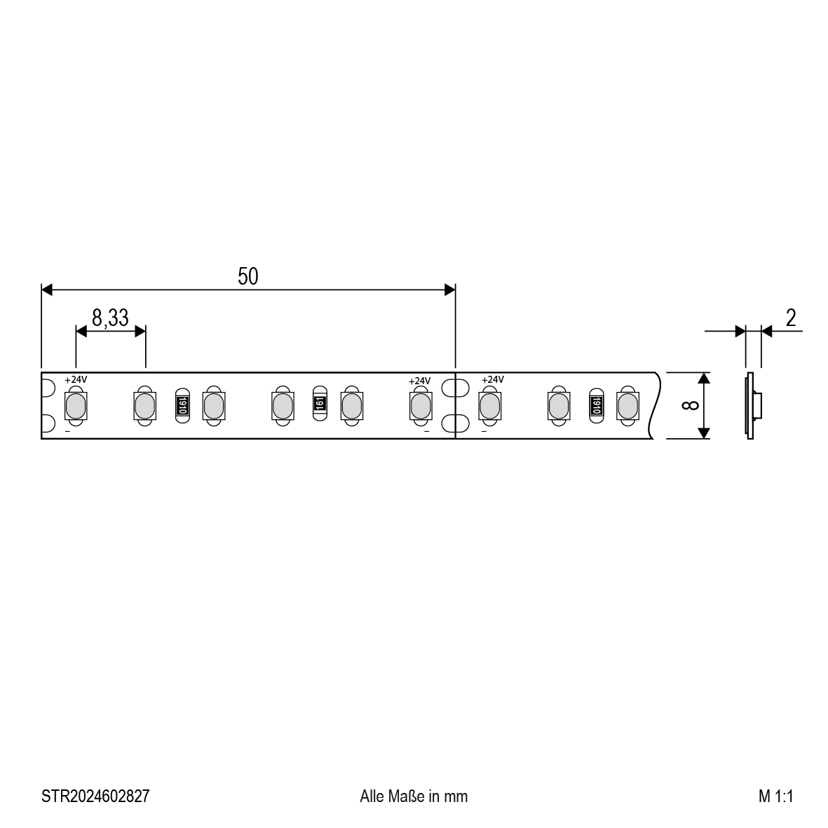 LED-Strip - IP20 - 24V/DC - 9,6W/m - 803lm/m - 120LED/m 5m-Rolle - 2700K