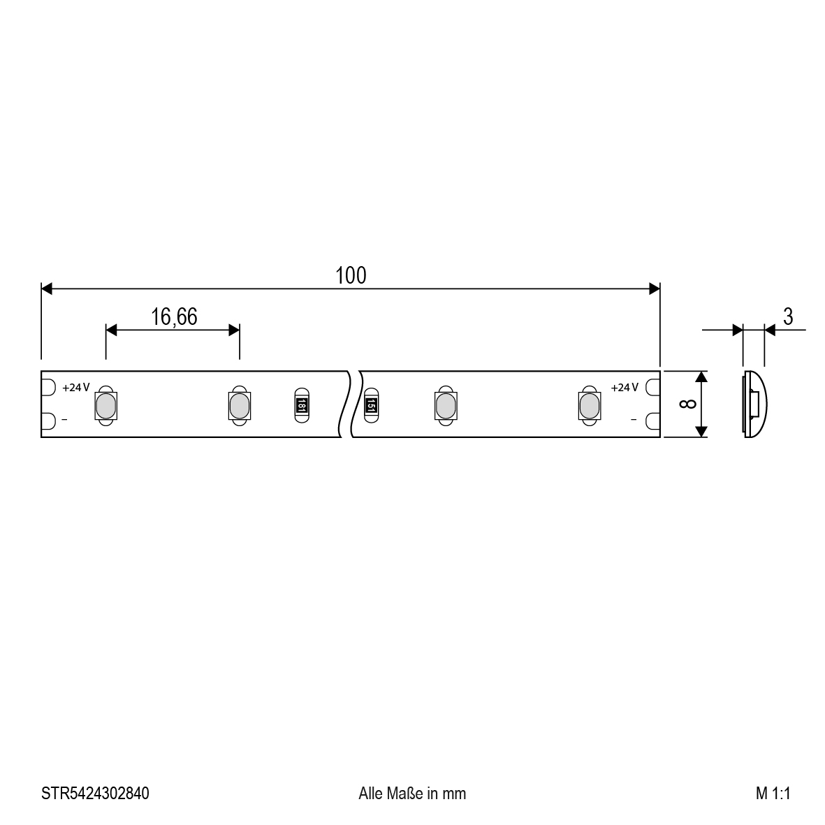 LED-Strip - IP54 - 24V/DC - 4,8W/m - 460lm/m - 60LED/m 5m-Rolle - 4000K
